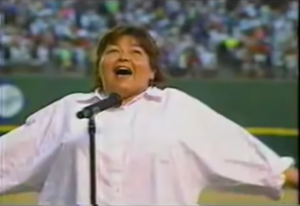50 Moments — Rosanne Barr “Sings” The National Anthem, July 25, 1990 ...