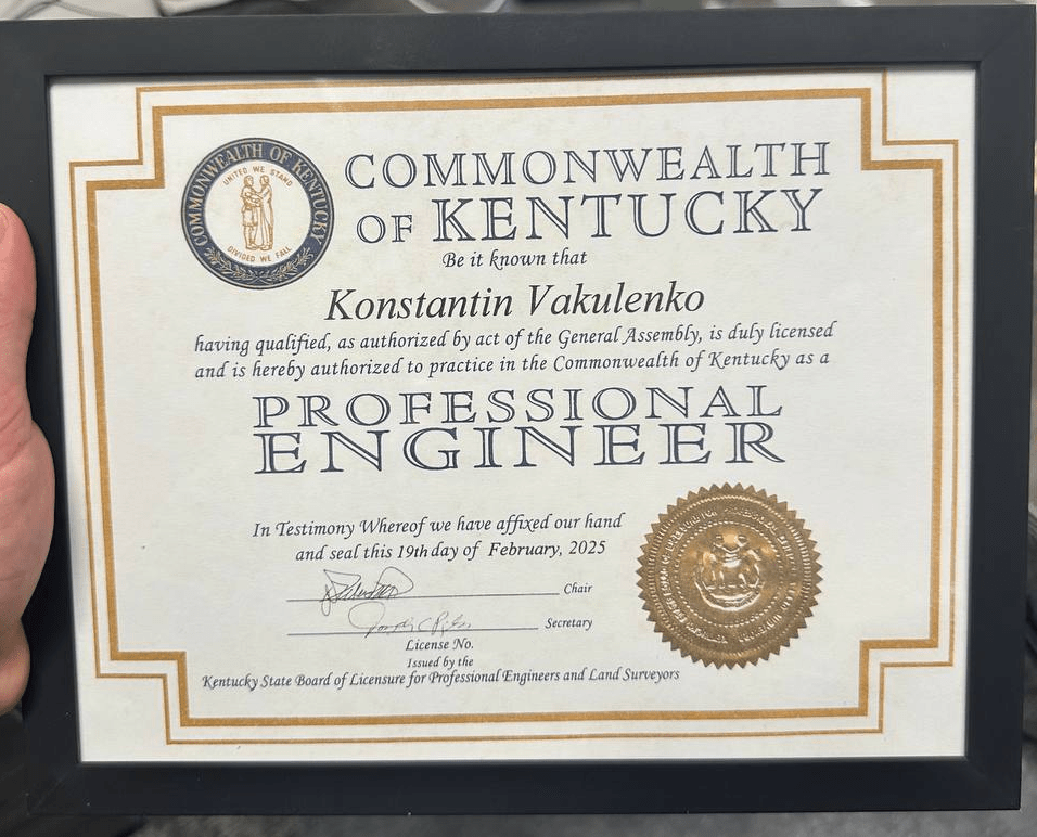License Professional Engineer Certificate