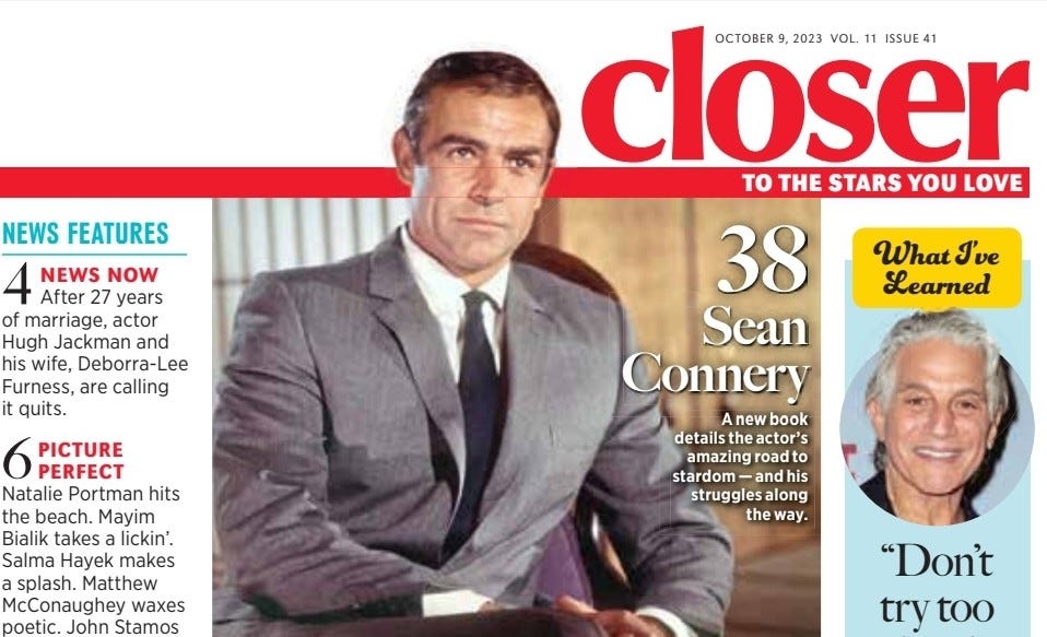 Closer Weekly Magazine features the new Sean Connery biography - Herbie ...