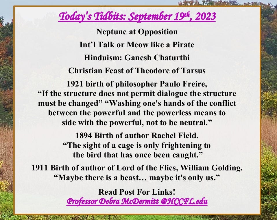 Today’s Tidbits 9/19/2023. Why is today special or sacred to you? | by ...