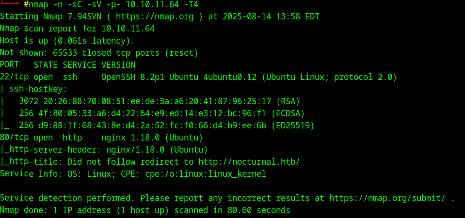 Nocturnal. Nmap | by Brian | Sep, 2025 | Medium