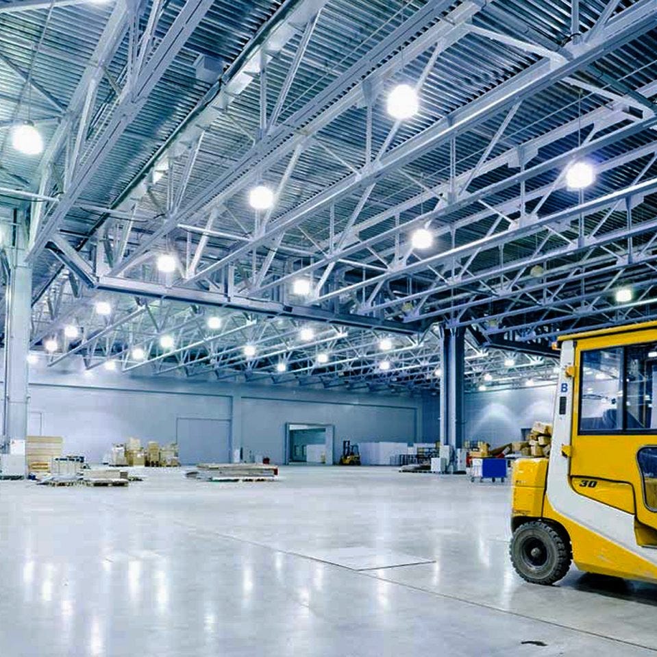 An Industrial And Commercial LED Lighting System Is Installed In ...