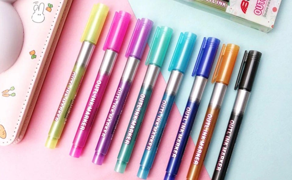 Self Outline Metallic Marker Set. Self Outline Metallic Markers are ...