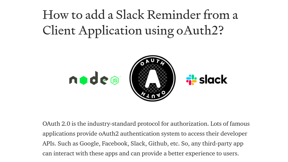 How to add a Slack Reminder from a Client Application using oAuth2 ...