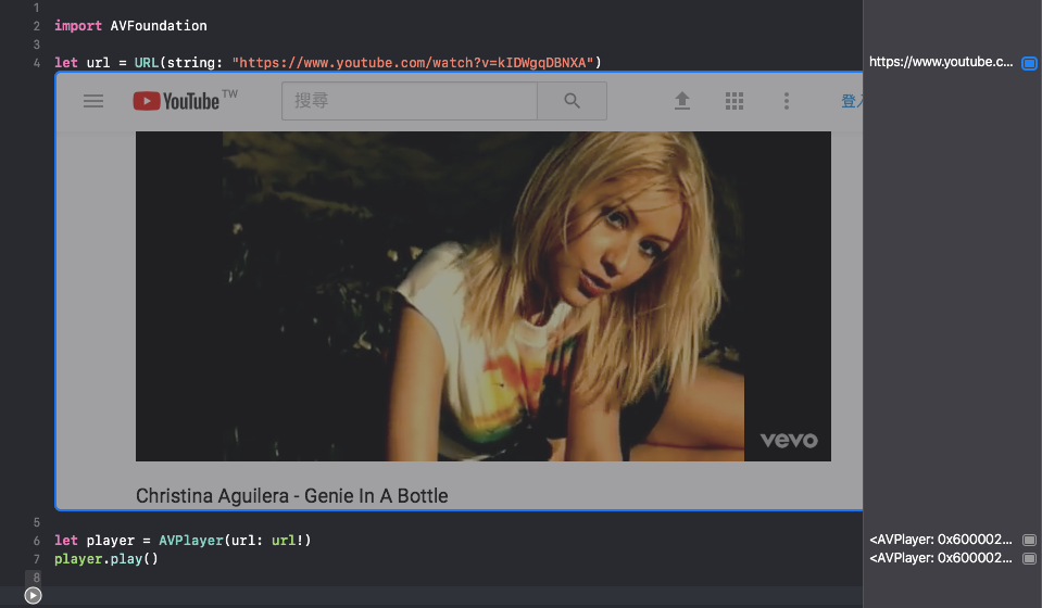 Playground 用 AVPlayer 播放音樂. Christina Aguilera — Genie In A Bottle | by 黃昱瑋 | 彼得潘的 Swift iOS App ...