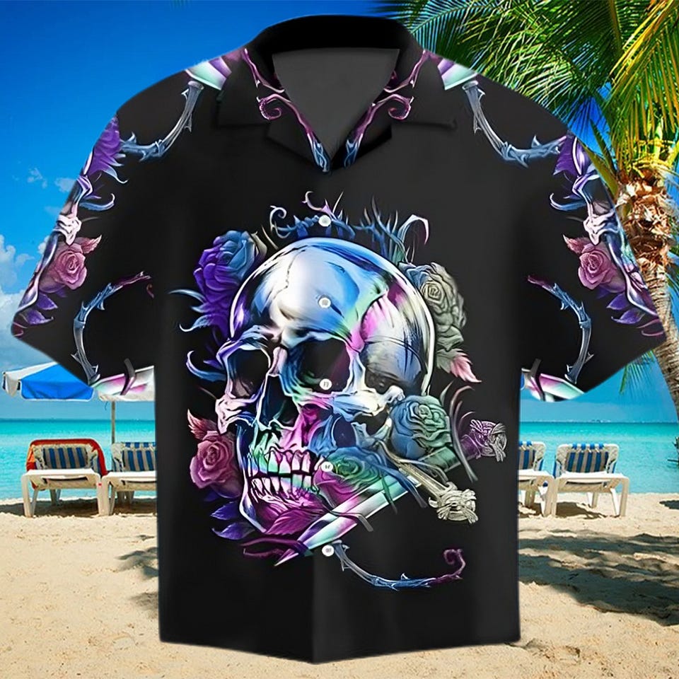 Skull Rose Pattern Hawaiian Shirt | by teeclover llc | Medium