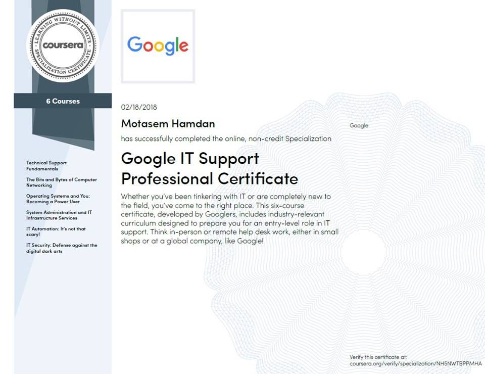 Teach Google It Support Spcialization Professional Cert By 55 OFF