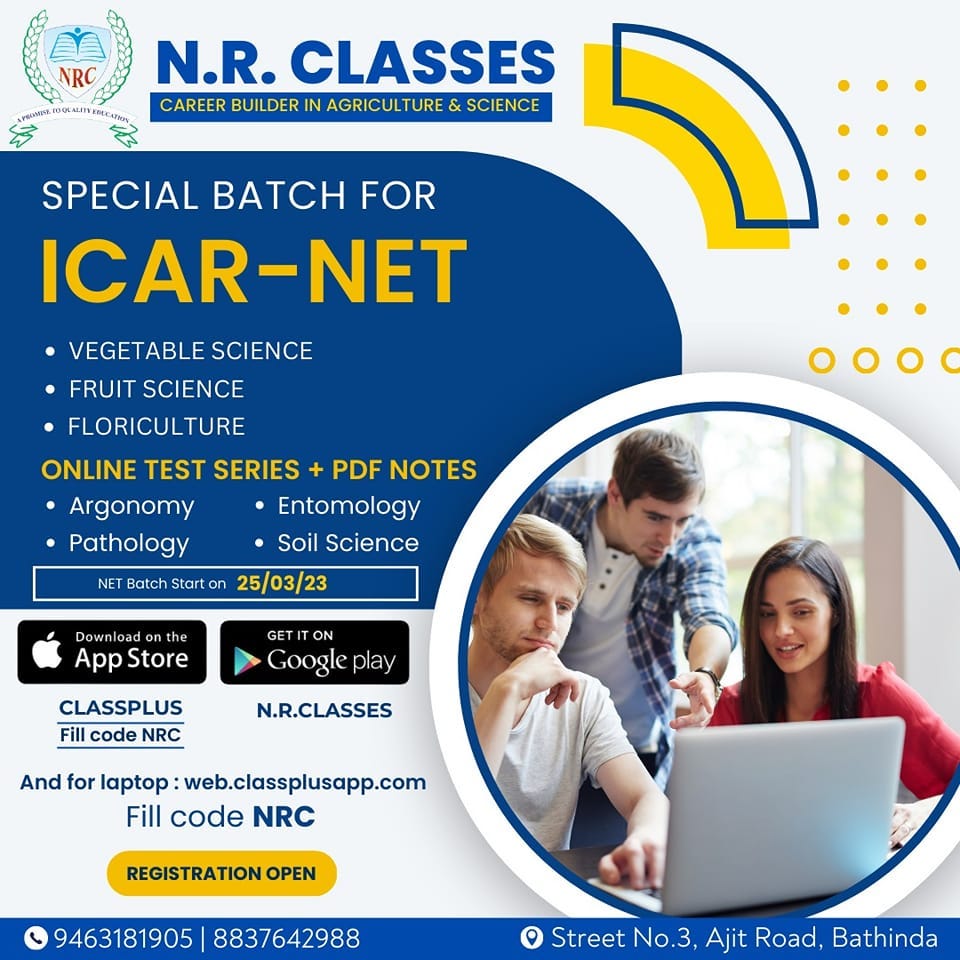 Special Batch for ICAR — NET - N. R. CLASSES Bathinda - Medium