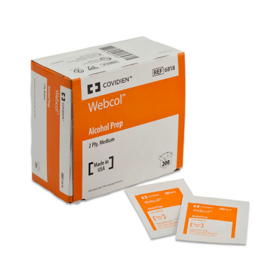 Alcohol Prep Pads, Medium 2 Ply, 200 count | by Bttn USA | Medium