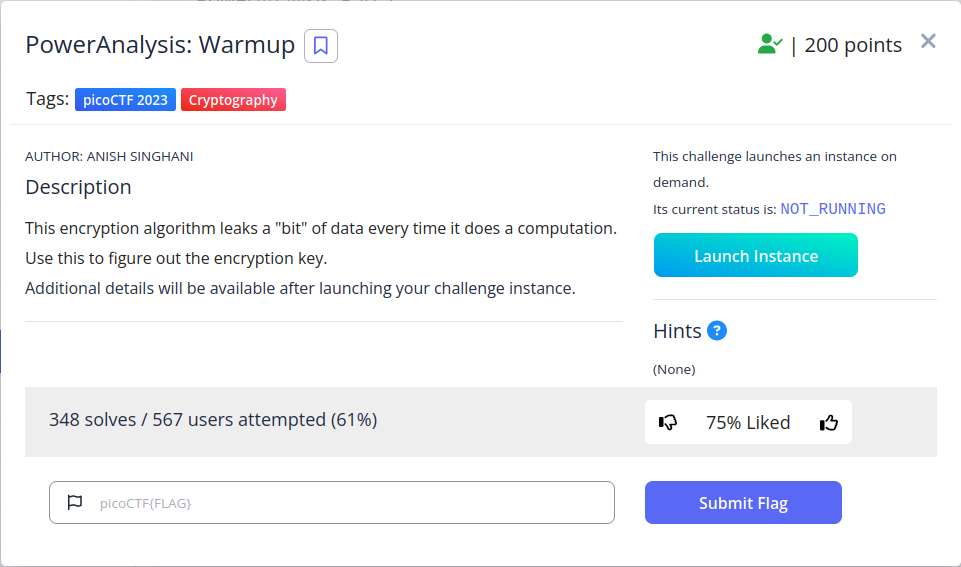 Pico Ctf 2023 — Power Analysis Warmup Cryptography 200points Unintended Solution By
