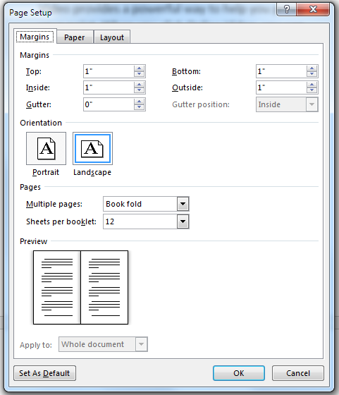 Microsoft Word Book Fold