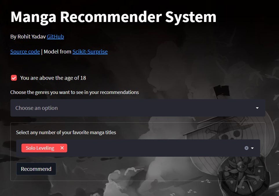 Manga Recommendation System using Streamlit | Medium