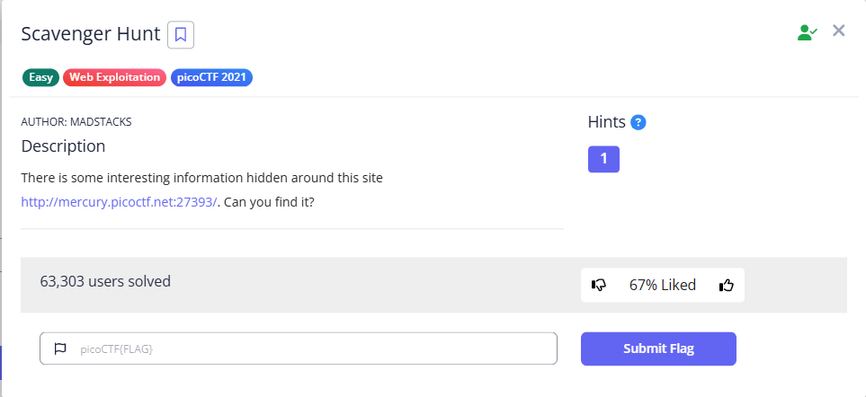 Scavenger Hunt — picoCTF/Gym Walkthrough | by flossninja | Medium