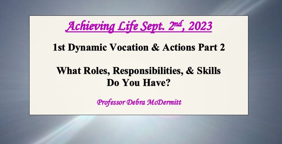 Achieving Life: September 2nd. 1st Dynamic Vocation & Actions Part 2 ...