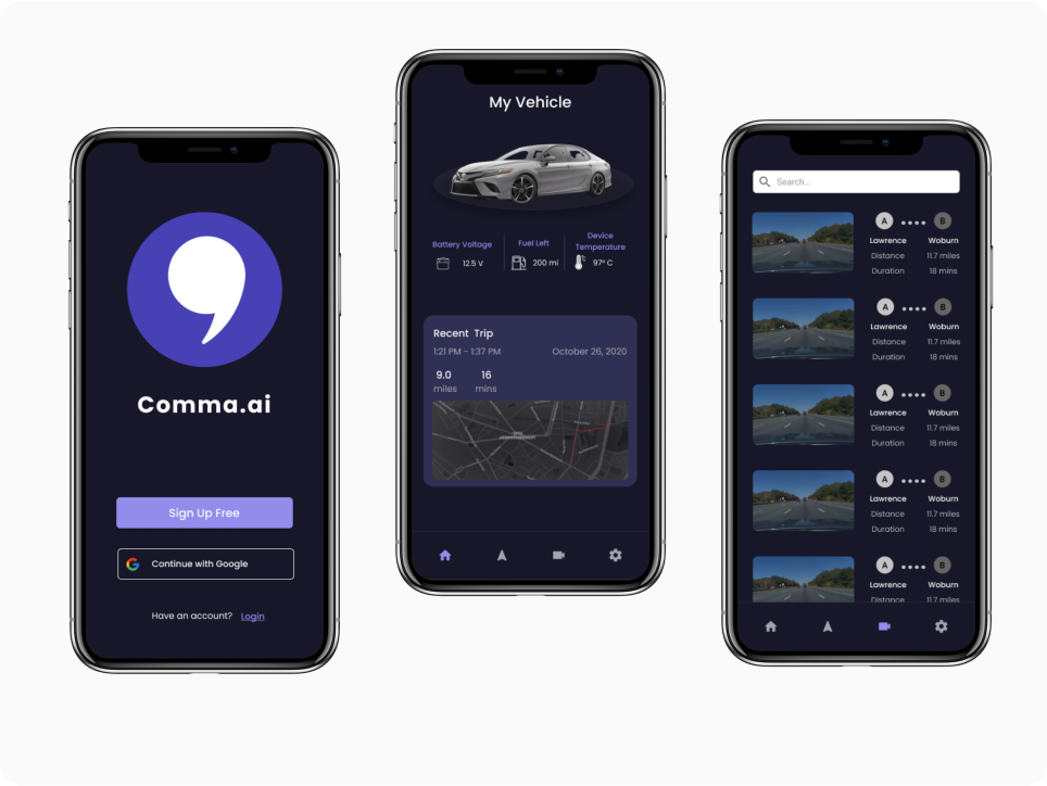 Comma.ai Mobile Application Redesign Case Study | by Cuong Luong | Medium