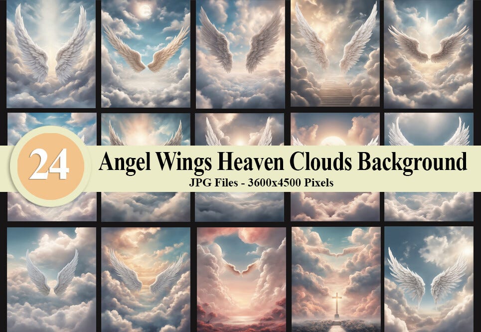 Angel Wings Heaven Clouds Background Sky: A Digital Backdrop Treasure ...