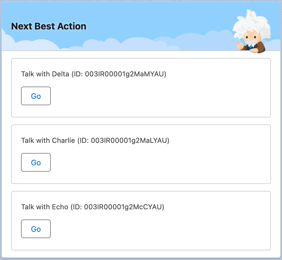 Showing inference result of Einstein Discovery as Recommendations via ...