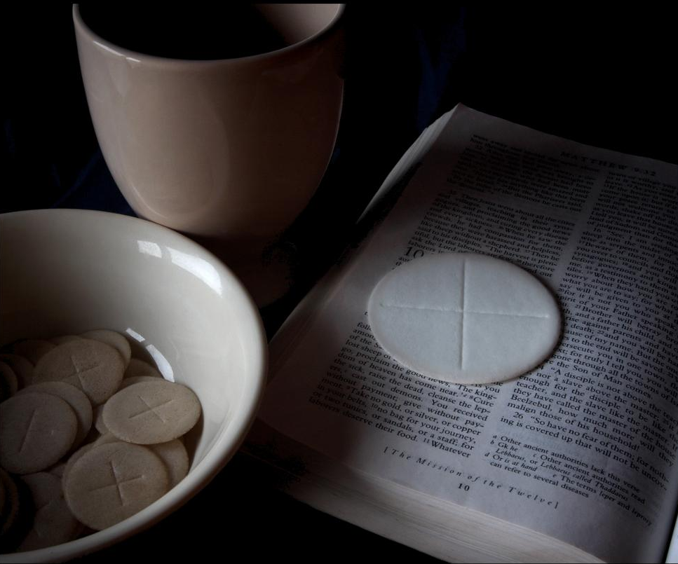 old woman at a worn communion rail - A.R. Zdeb - Medium