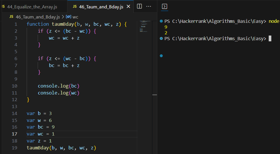 [JS] HackerRank : Taum and B’day. Easy : Problem Solving (Basic) | by Aiya Aiyara | Jul, 2023 ...
