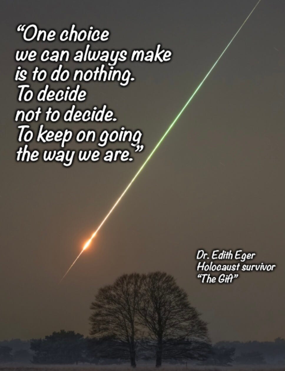 “One choice we can always make is to do nothing. To decide not to ...