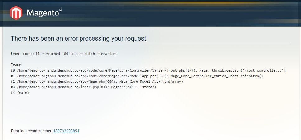Magento Error : Front controller reached 100 router match iterations | by Web Design Sri Lanka ...