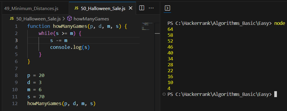 [JS] HackerRank : Halloween Sale. Easy : Problem Solving (Basic) | by ...