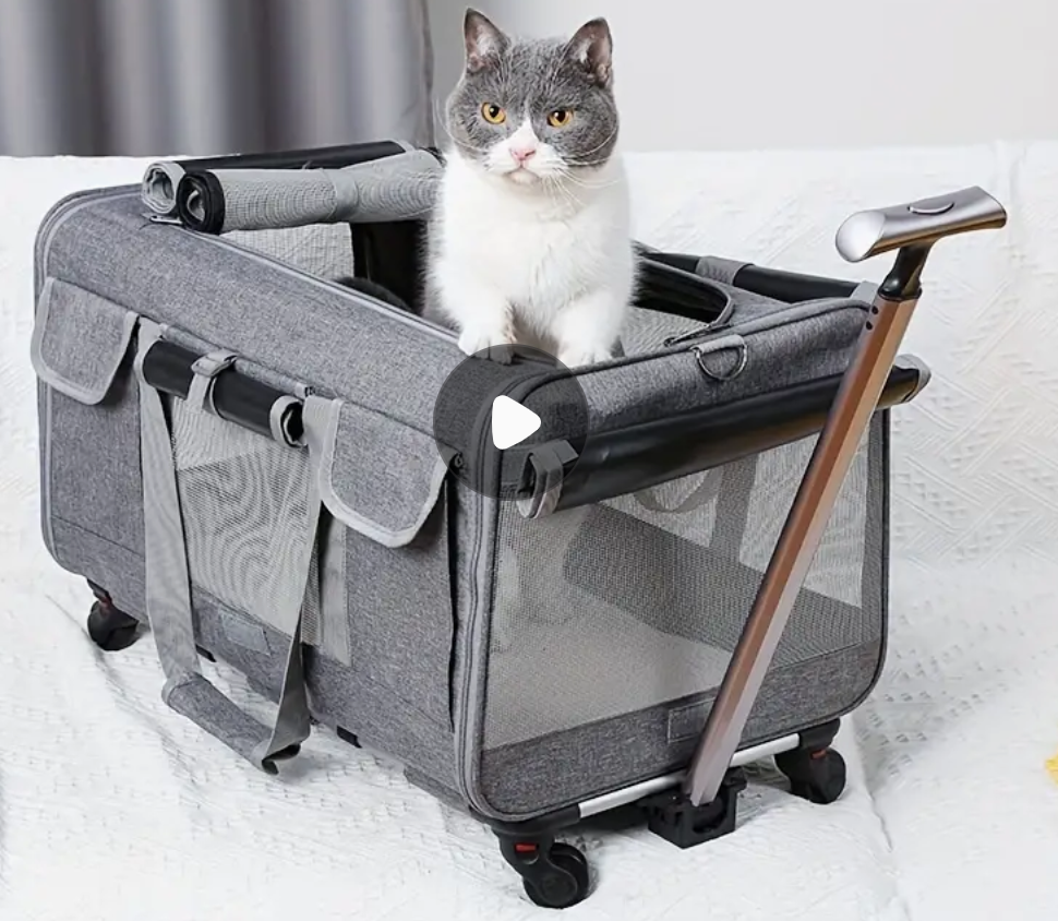 Cat Roller Wheel Pet Trolley Case Carrier Cats And Dogs Moving Castle ...