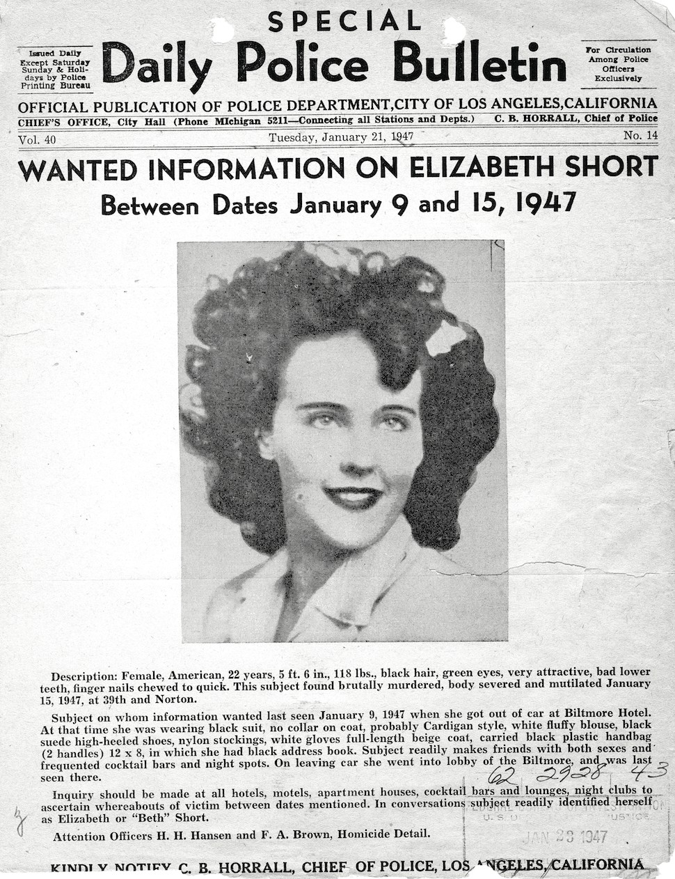 UNSOLVED: Elizabeth Short murder also known as the “Black Dahlia ...