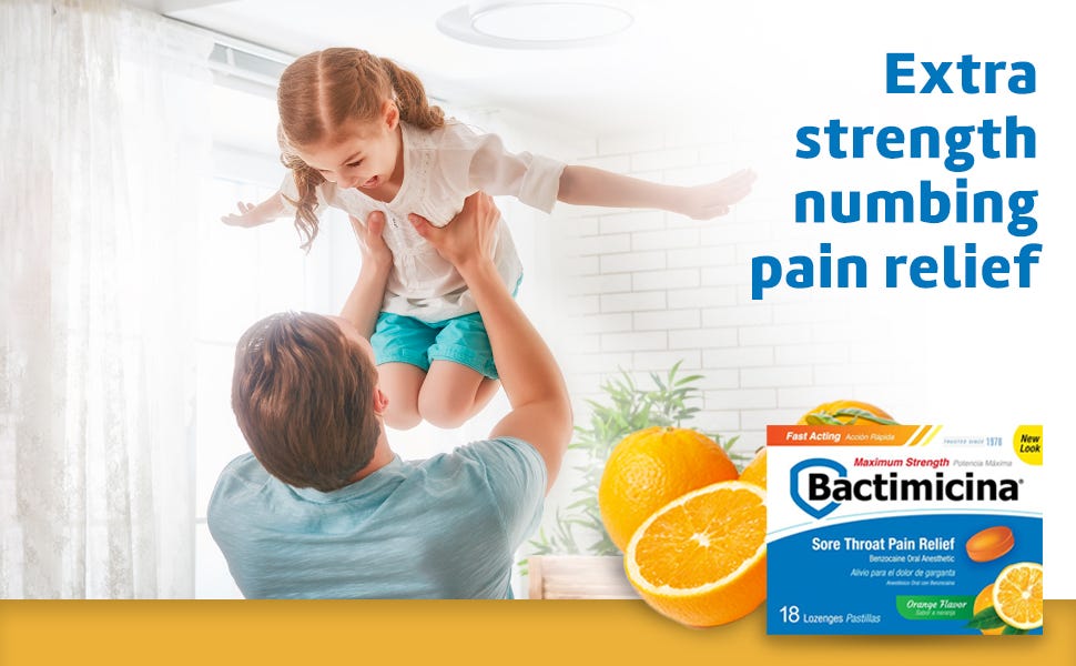 Bactimicina Sore Throat Lozenges for Kids and Adults Benzocaine Oral ...