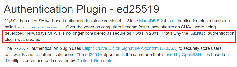 mariadb, 패스워드 인증 플러그인 ed25519. Mariadb에서는 MySQL과 달리 SHA-2 패스워드 인증… | by Seong-Jae Ko | Medium