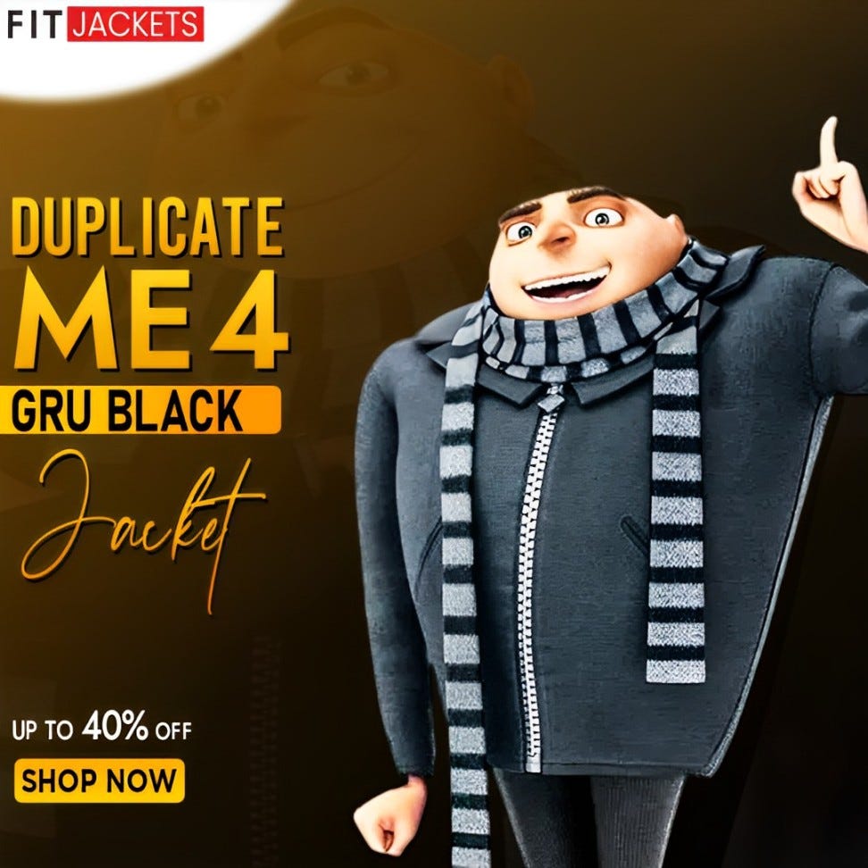 Despicable Me 4 Gru Black Jacket - Sheilastark - Medium