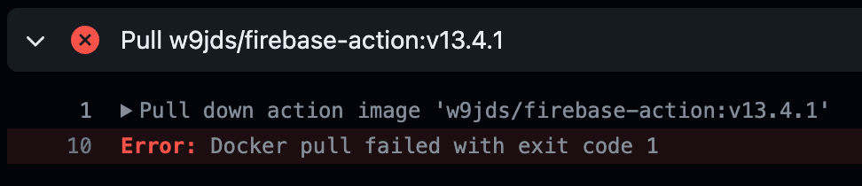 [2024] Pull down action image ‘w9jds/firebase-action:v13.4.1’ - KASATA - TechVoyager - Medium