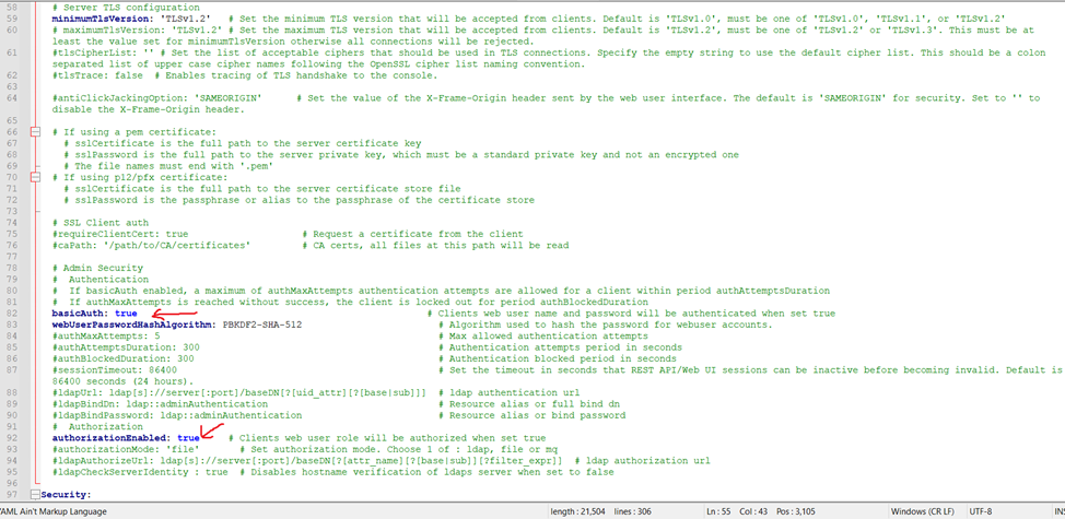 Enable secure connection of web admin and authentication in broker on ...