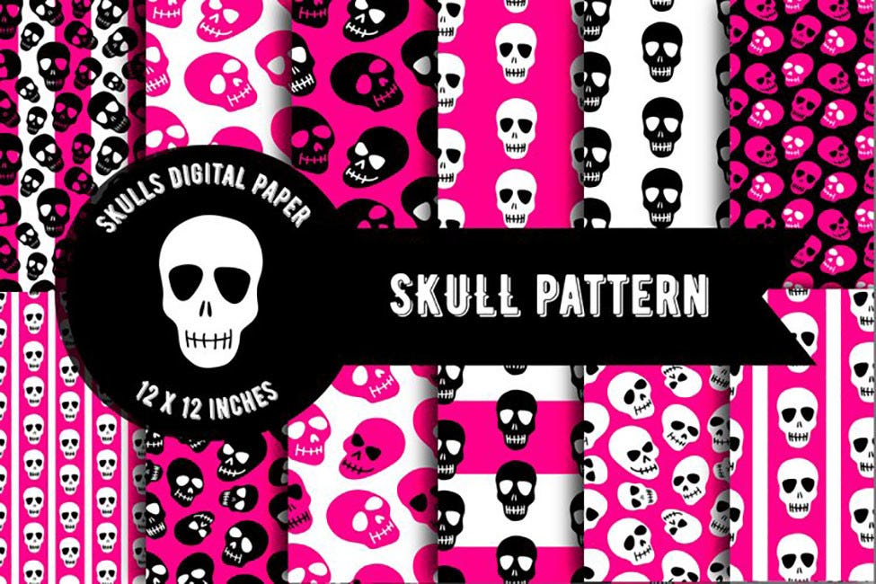 Skull Digital Paper, Halloween Pattern Free | by Zenithzephyr | Sep ...