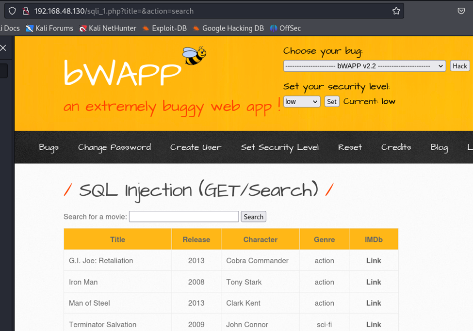 Sql Get Search Injection Exploitation On Bwapp By Cambria Kinkelaar Medium