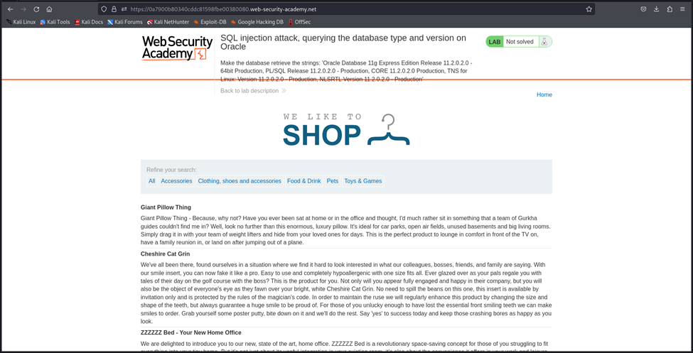 To Solve This Lab We Need To Display The Database Version String Use The Vulnerability This