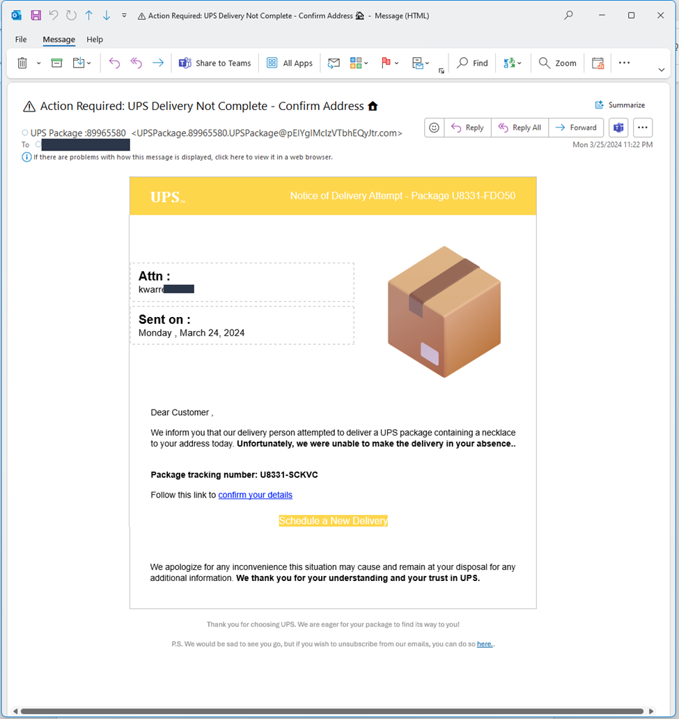 UPS — Uninvited Phishing Scam. They’ve Never Done That Before | by Kenneth Warren | IT 4 Seniors ...