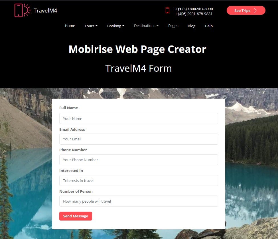 Mobirise Web Page Creator — TravelM4 Form | by mobirise | Medium