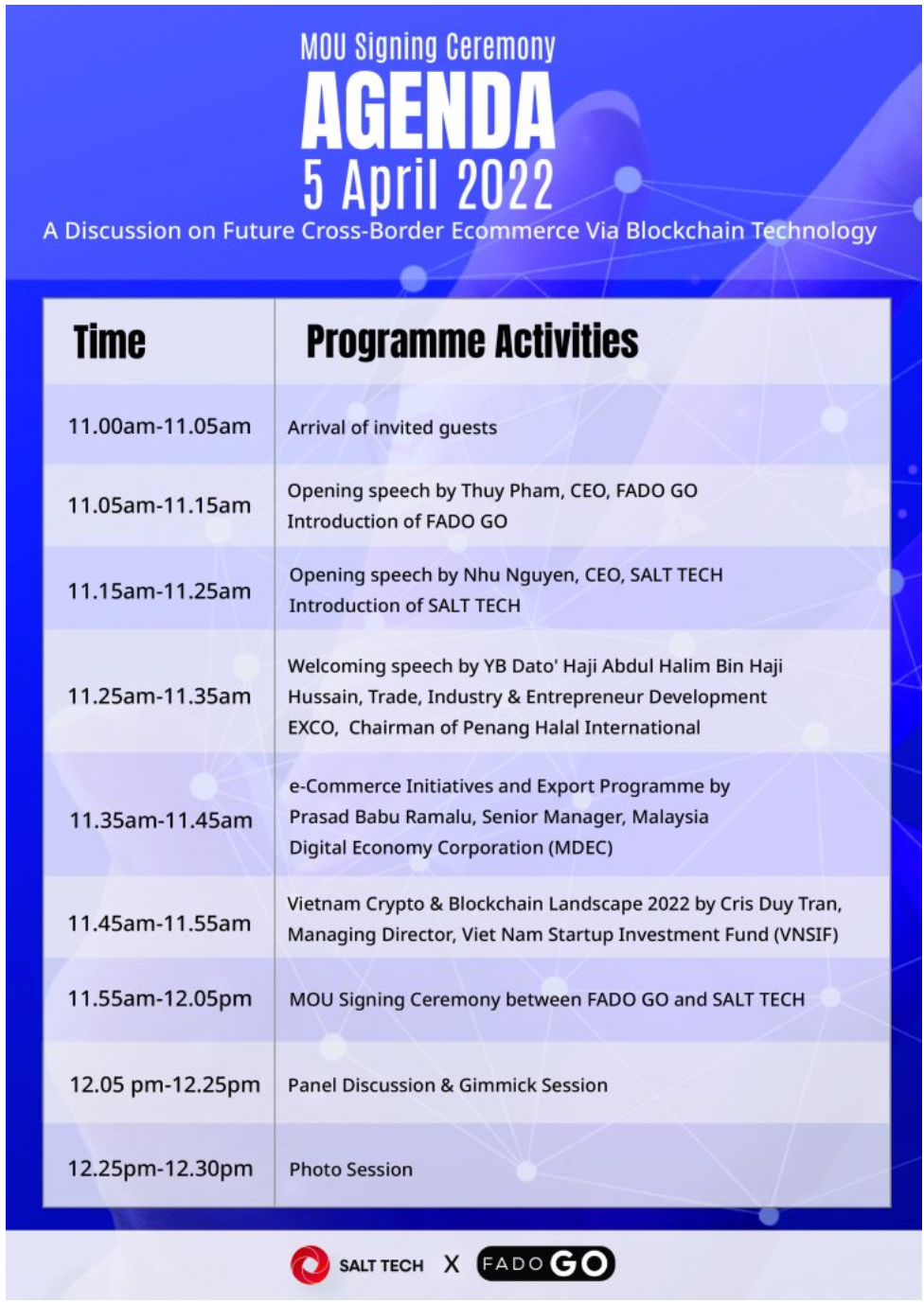 In case you didn’t catch up with FADO GO X SALT TECH MOU SIGNING ...