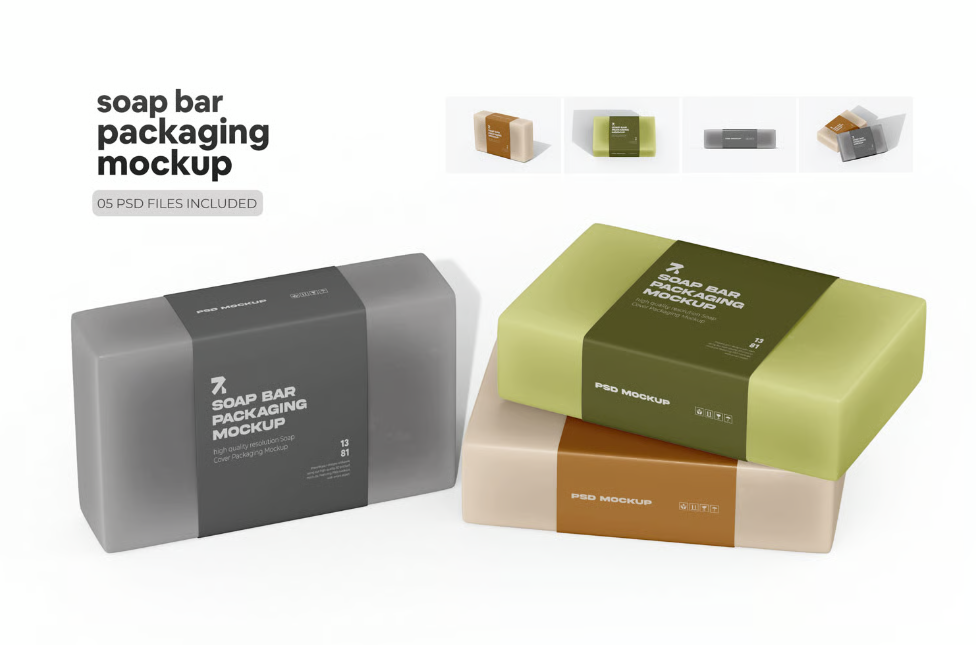 Soap Bar PSD Mockup with Paper Sleeve | by Ram Studio Mockup | Oct ...