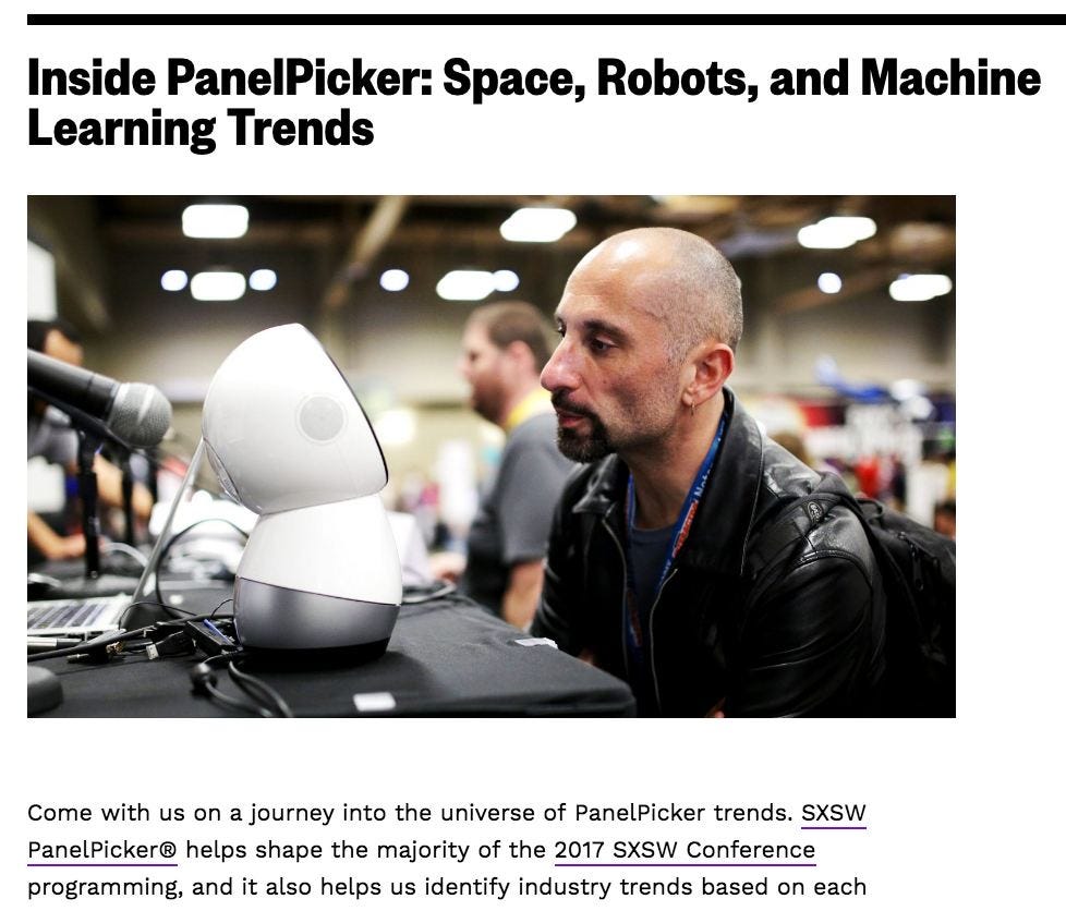 SXSW Session Selection: Four Trends | by Hugh Forrest | Chatbots Life