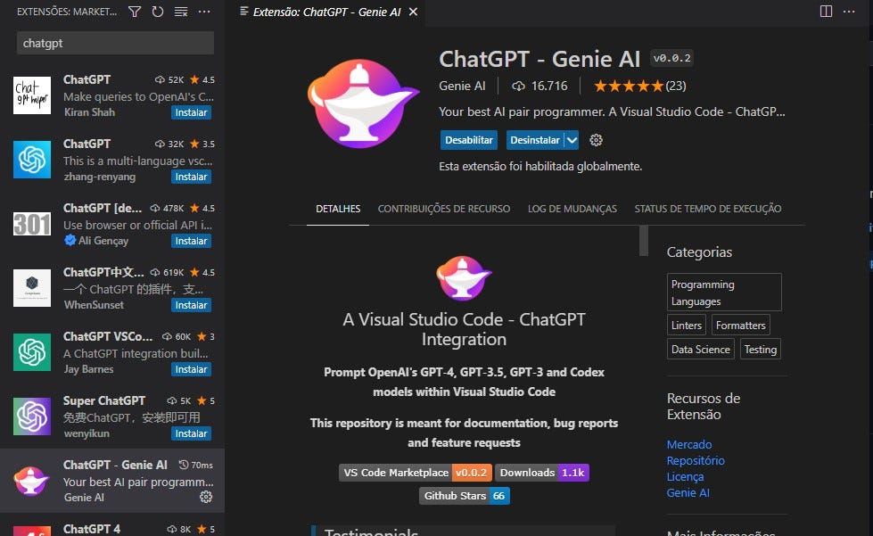 Use o ChatGPT dentro do VSCode.. À medida que o campo da inteligência ...