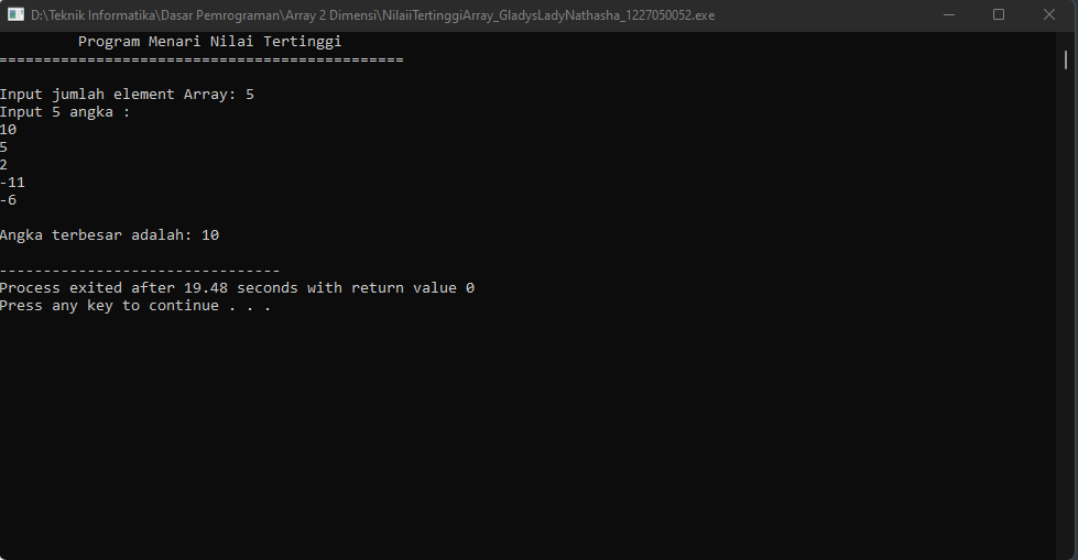 Program Array : Mencari Nilai Tertinggi, Perkalian Matrik Ordo 2, dan Menghitung Nilai Rata-Rata ...