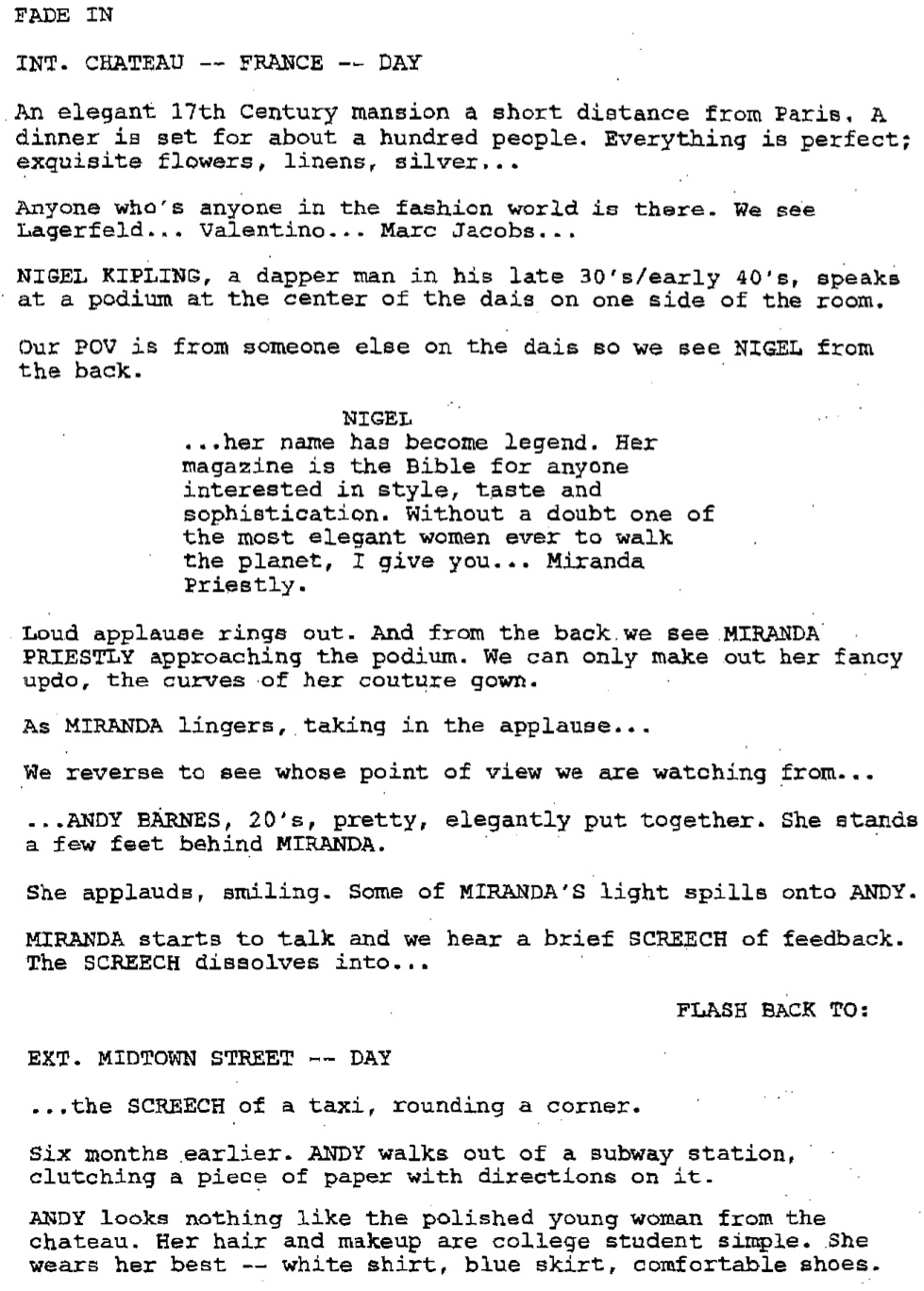 Page One: ‘The Devil Wears Prada’ (2006) | by Scott Myers | Go Into The ...