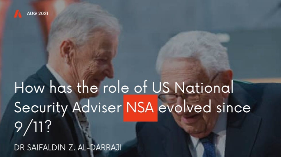 How has the role of US National Security Adviser NSA evolved since 9/11 ...