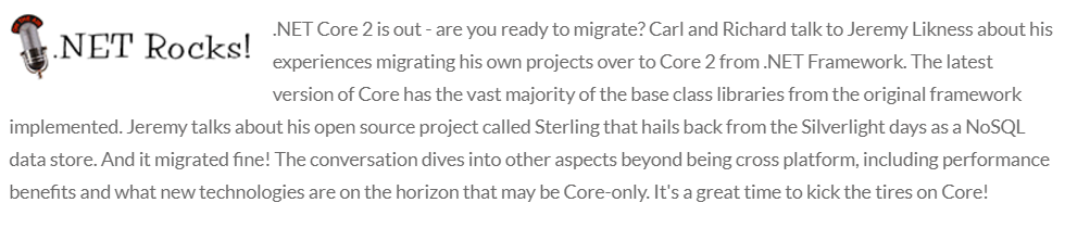 .NET Rocks: Migrating to .NET Core 2.0 | by Jeremy Likness | Developer for Life | Medium
