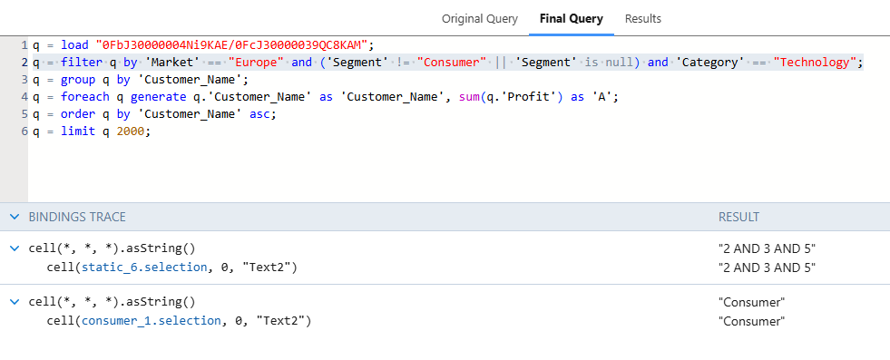 Compact Query with Filter Bindings in Salesforce CRM Analytics/Einstein ...