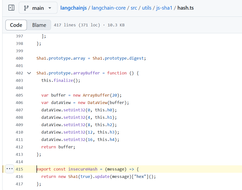 `insecureHash` function in langchainjs source code. | by Ramu Narasinga | Jun, 2025 | Medium