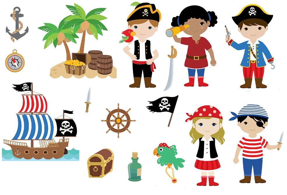 Little pirate svg clip art drawing bundle image - Abananas - Medium