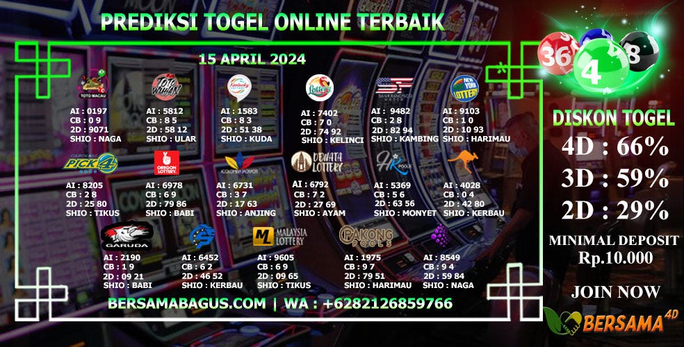 PREDIKSI PASARAN T0G3L BERSAMA4D 15 APRIL 2024 Untuk diskon dan hadiah ...